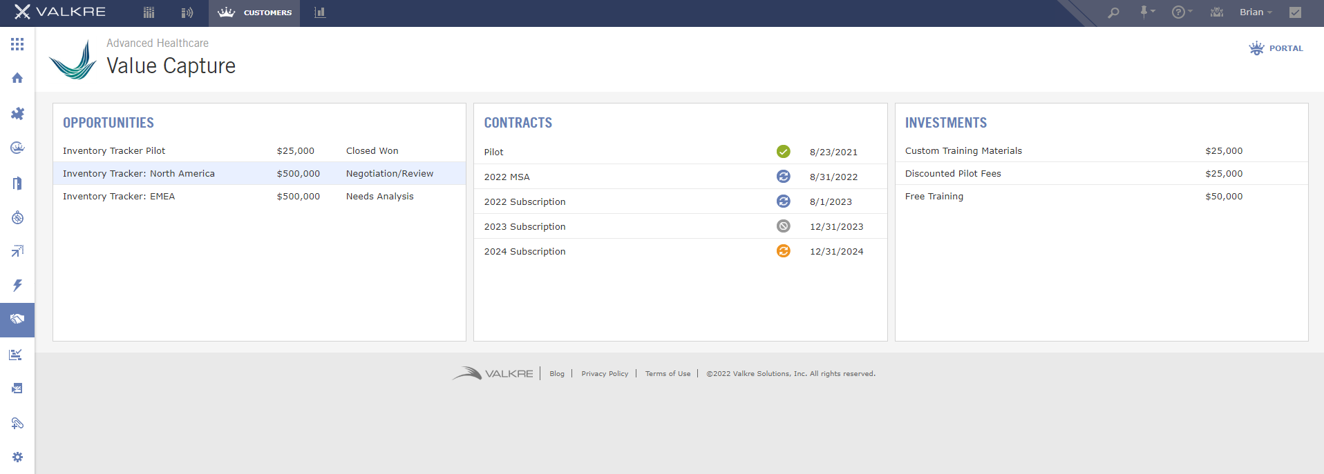 Value Capture Dashboard – Valkre